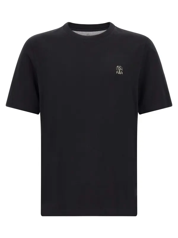 Brunello Cucinelli Logo Embroidery T-shirt - Black