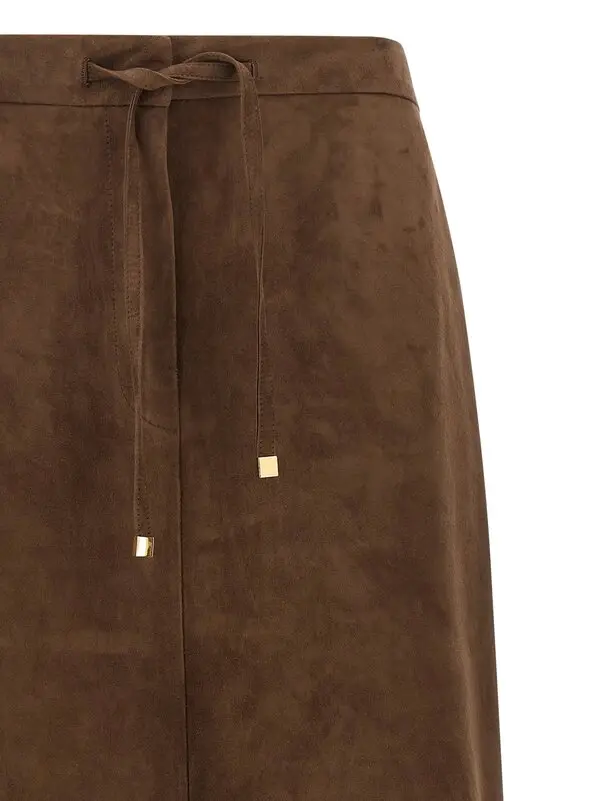 Max Mara Smmgazza Leather Midi Skirt - Gold