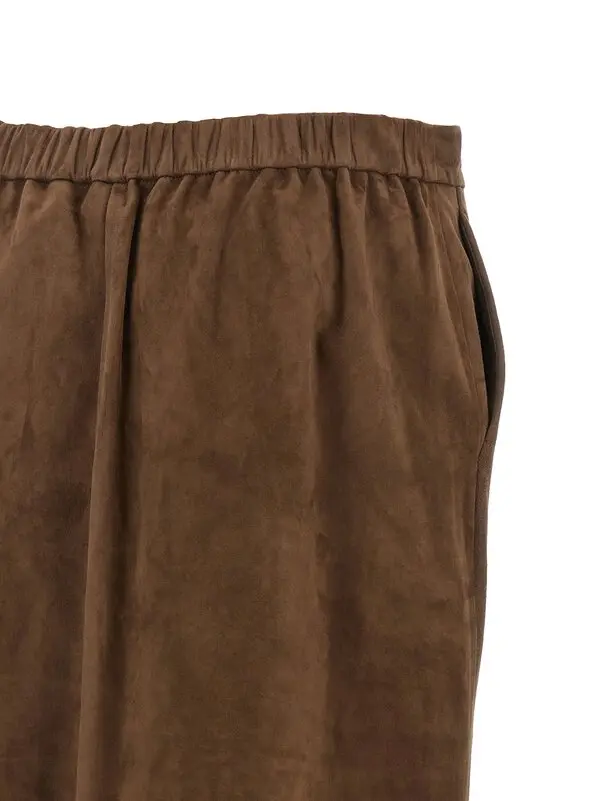 Max Mara Smmgazza Leather Midi Skirt - Gold