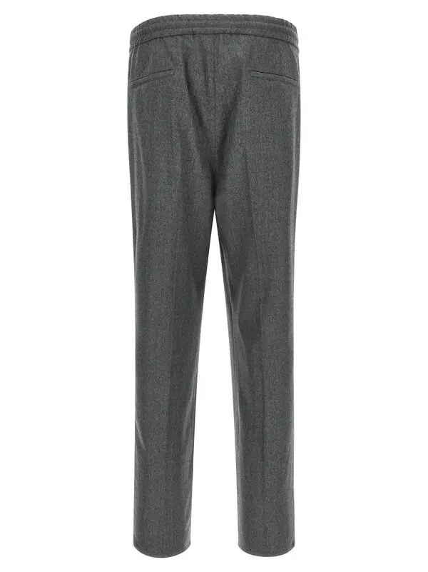 Brunello Cucinelli Virgin Wool Flannel Trousers - Gray