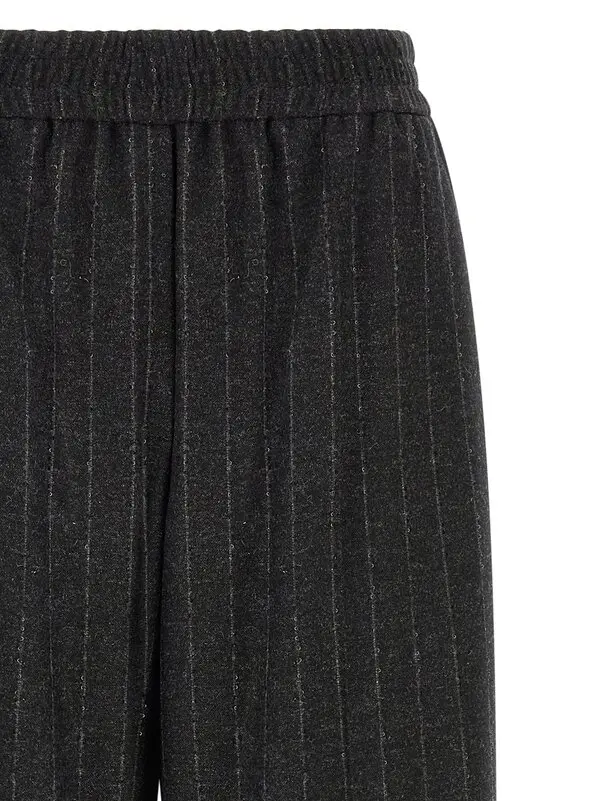 Brunello Cucinelli Micro Sequined Pinstripe Wide-leg Trousers - Gray