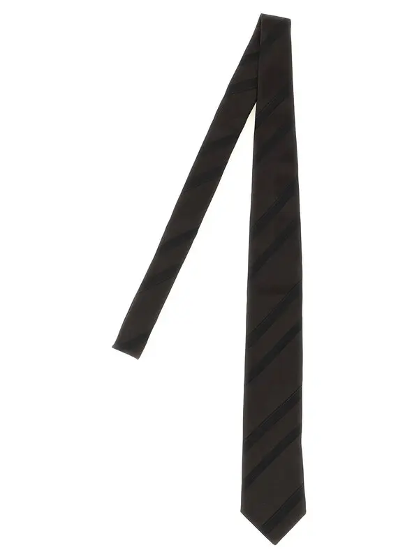 Brunello Cucinelli Regimental Silk Neck Tie - Brown