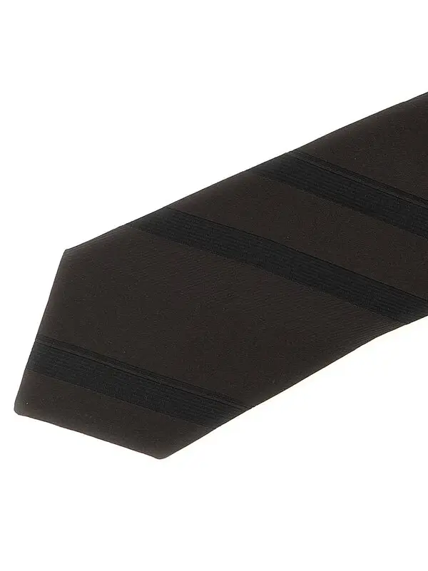 Brunello Cucinelli Regimental Silk Neck Tie - Brown