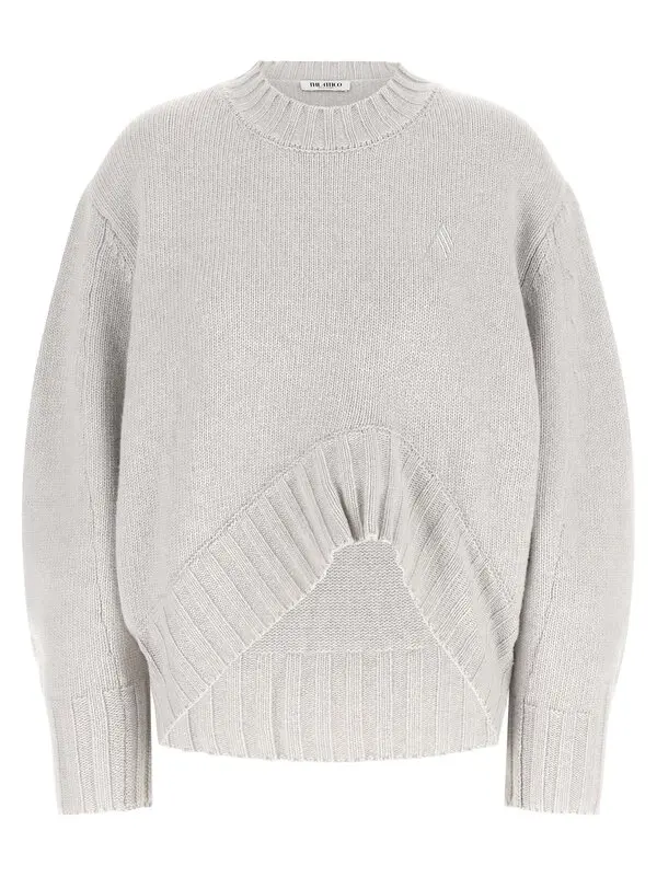 Attico Asymmetrical Hem" Fine Knit Sweater In Virgin Wool And Cashmere Blend - Gray