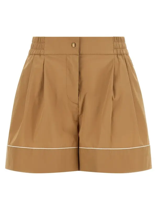 Moncler Tailored High-waisted Shorts With Contrast Piping - Cream