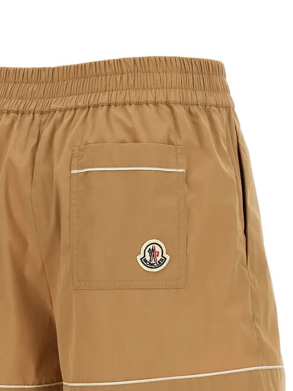 Moncler Tailored High-waisted Shorts With Contrast Piping - Cream
