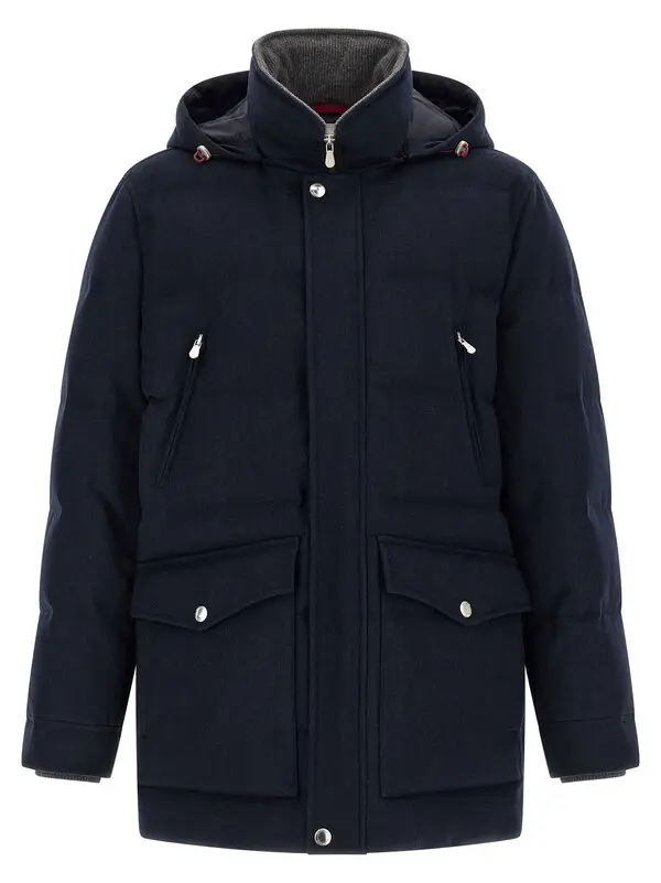 Brunello Cucinelli Wool Flannel Down Parka - Blue