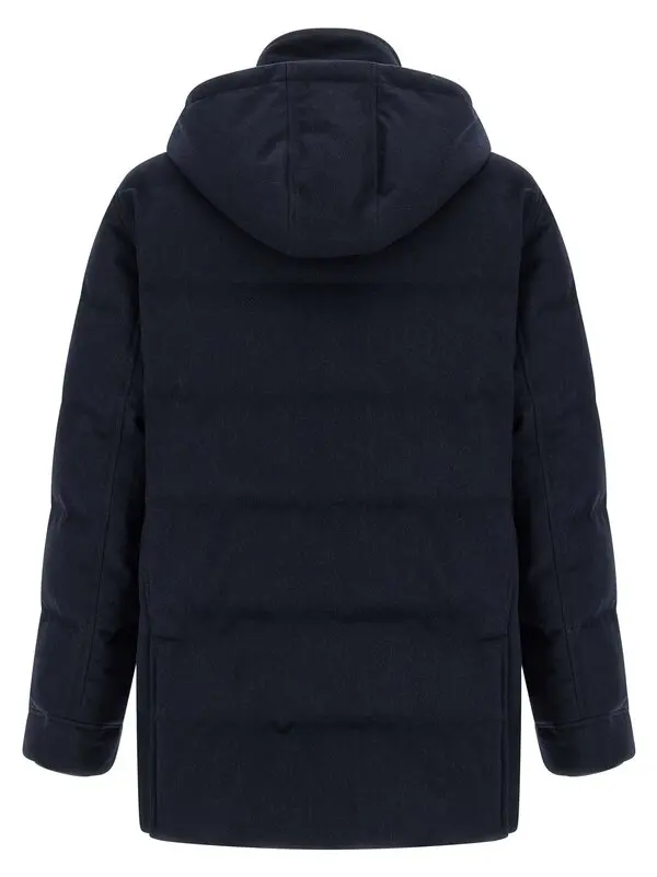 Brunello Cucinelli Wool Flannel Down Parka - Blue