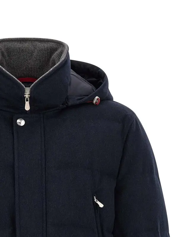 Brunello Cucinelli Wool Flannel Down Parka - Blue