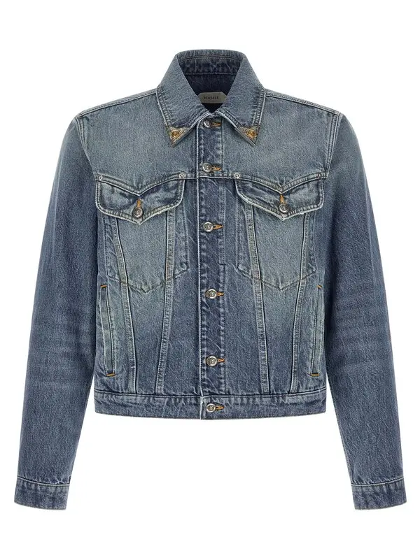 Versace Medusa Embellished Denim Jacket