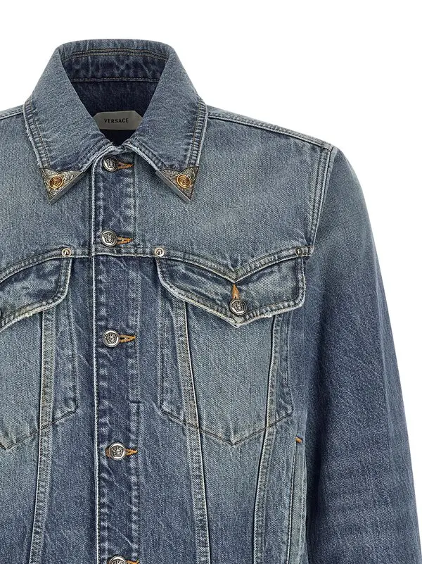 Versace Medusa Embellished Denim Jacket