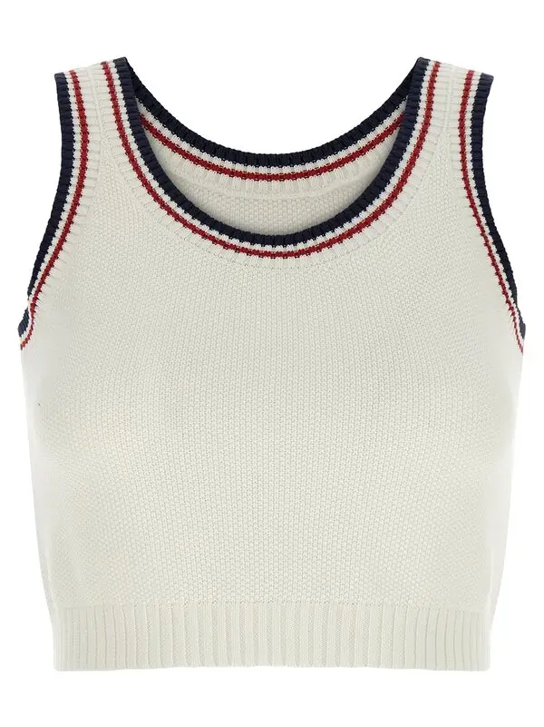 Brunello Cucinelli Active" Line Piqué Knit Crop Top - White