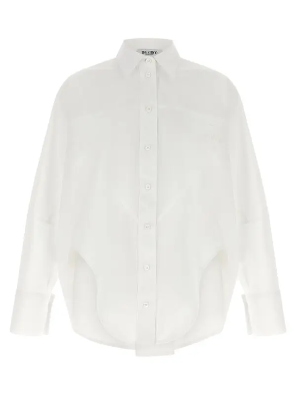 Attico Oversized Cotton Shirt With Curved Hem - White
