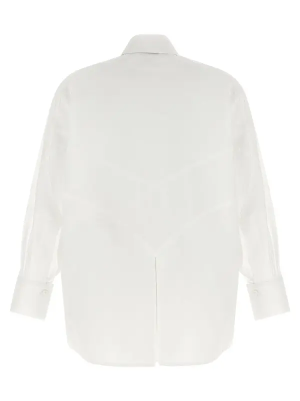 Attico Oversized Cotton Shirt With Curved Hem - White