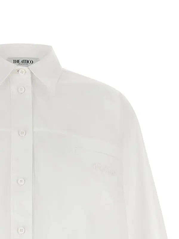 Attico Oversized Cotton Shirt With Curved Hem - White