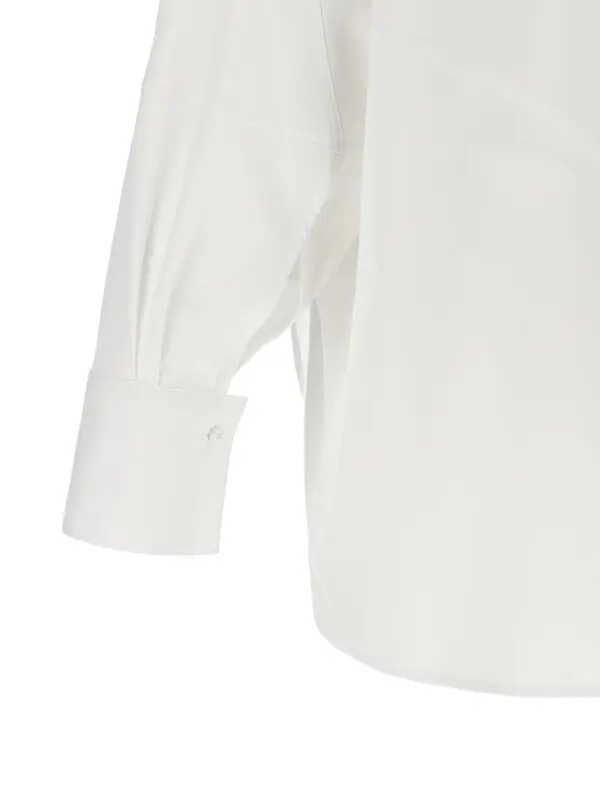 Attico Oversized Cotton Shirt With Curved Hem - White