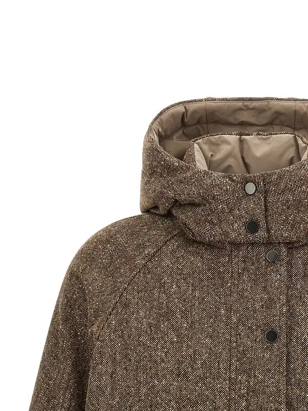 Brunello Cucinelli Donegal Tweed Down Jacket - Brown