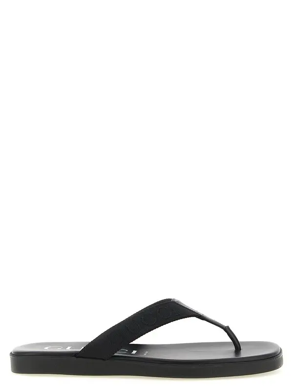 Gucci Jacquard Thong Sandals - Black