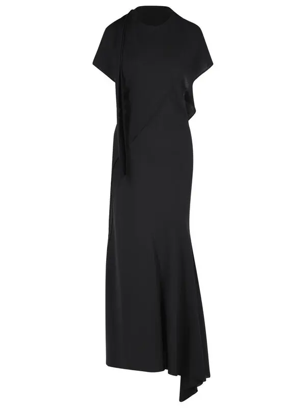 Attico Virgin Wool Midi Dress - Black