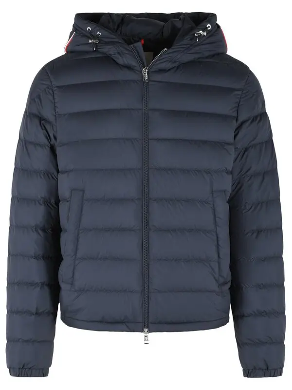 Moncler Navy Polyester Short 'vermeille' Hooded Down Jacket
