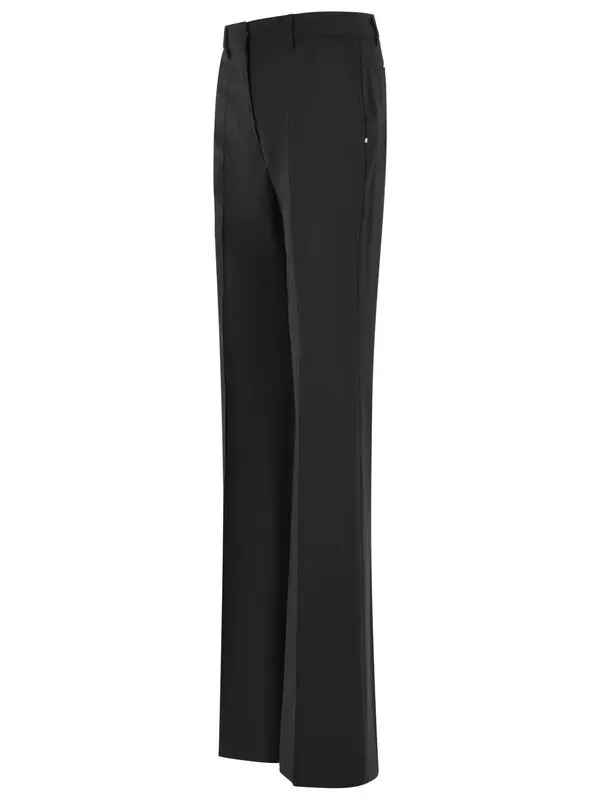 Sportmax Virgin Wool Flared Pants - Black