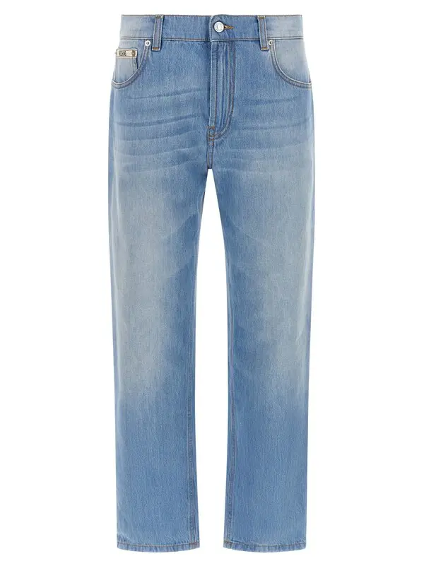 Moschino Straight Leg Jeans With Logo Detail - Blue