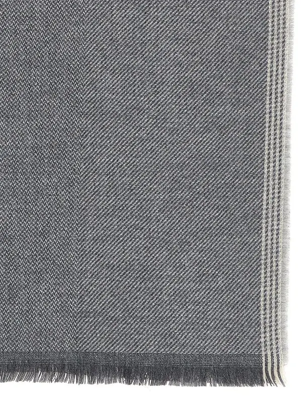 Brunello Cucinelli Diagonal Wool And Cashmere Scarf - Gray