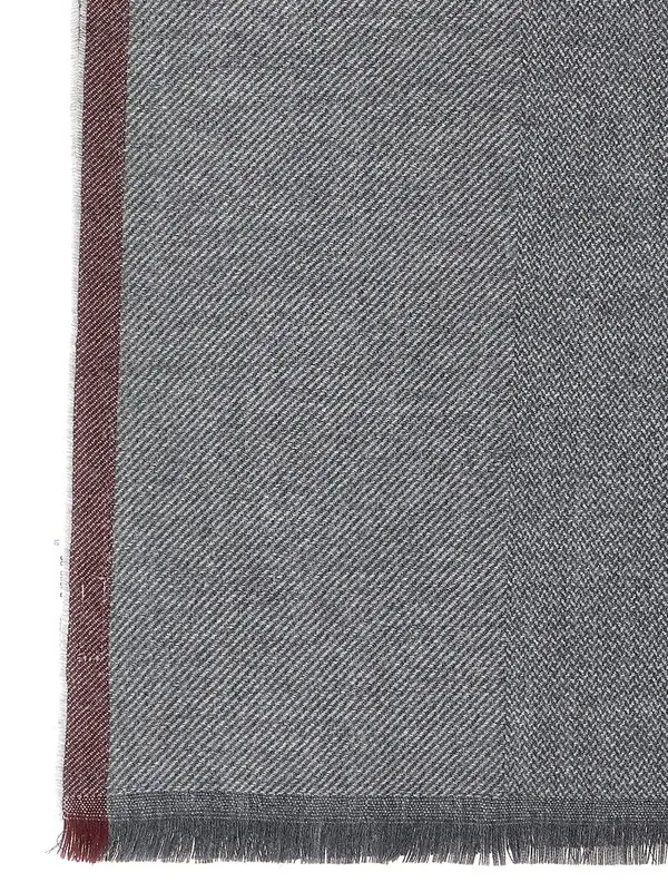 Brunello Cucinelli Diagonal Wool And Cashmere Scarf - Gray