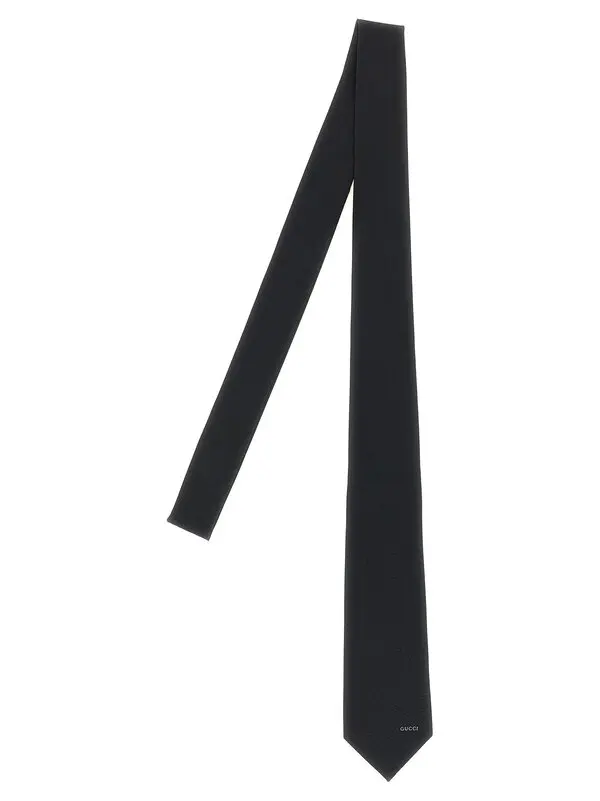 Gucci Jacquard "morsetto " Silk Neck Tie - Black