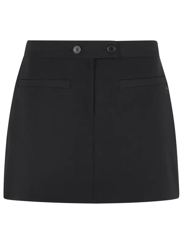 COURREGES Wool Blend Miniskirt With Embroidered Logo - Black