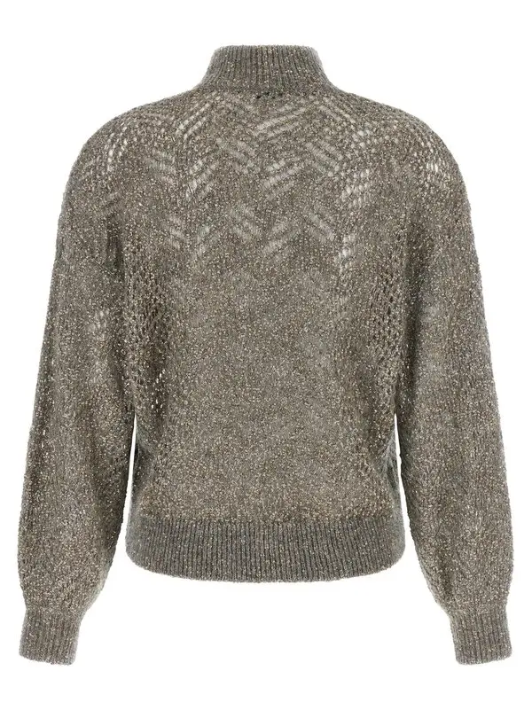 Brunello Cucinelli Dazzling Abstract Leaf" Sweater - Gray