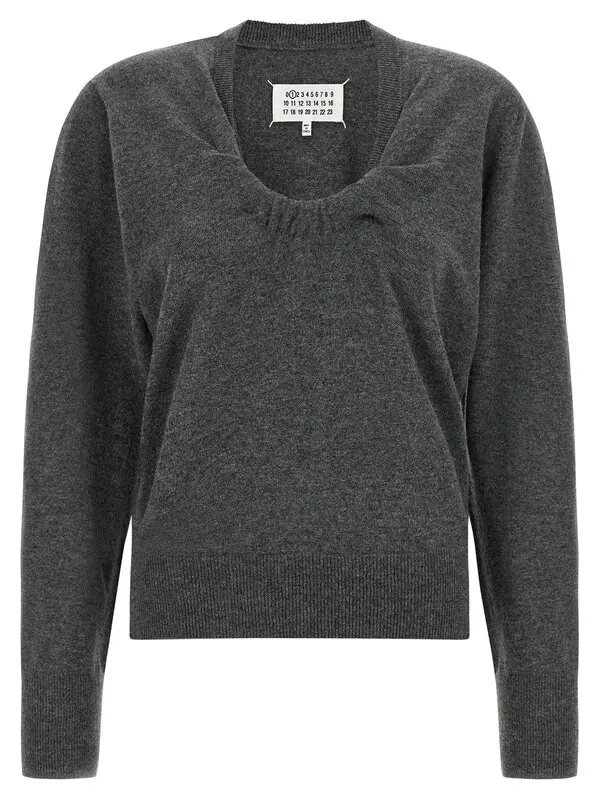MAISON MARGIELA Twist Detail Virgin Wool Sweater - Gray