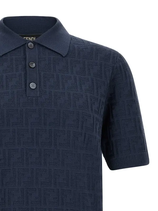 Fendi Ff Cotton Polo Shirt - Blue