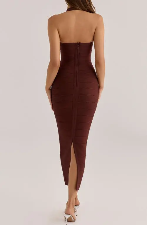 House Of Cb Halterneck Ribbed Midi Dress