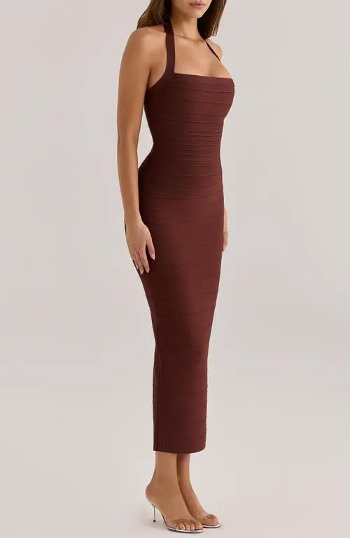 House Of Cb Halterneck Ribbed Midi Dress