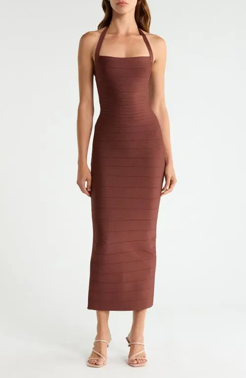 House Of Cb Halterneck Ribbed Midi Dress