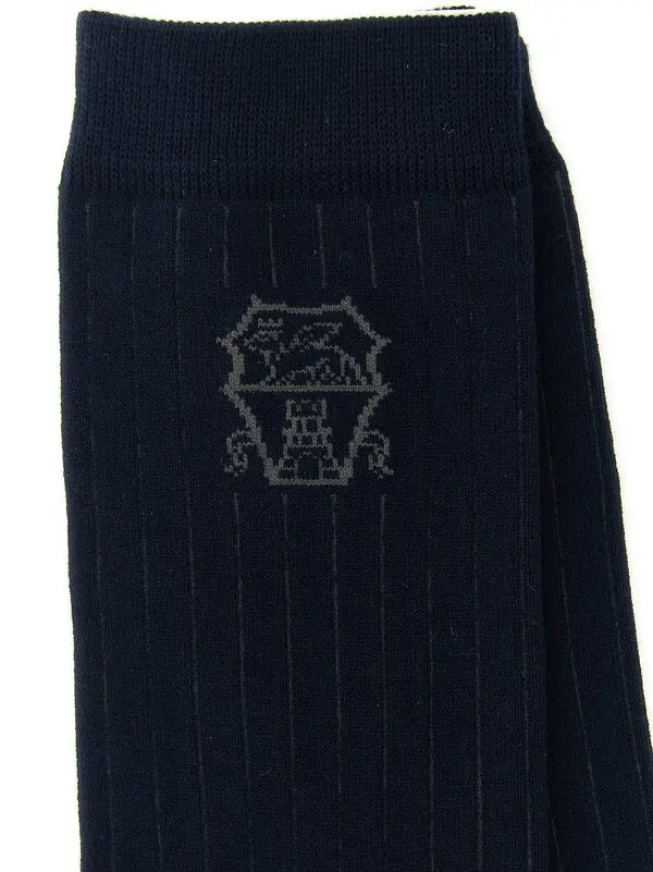 Brunello Cucinelli Coat Of Arms Of Solomeo" Socks - Blue