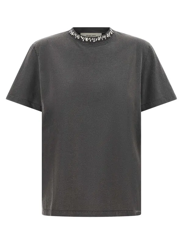 GOLDEN GOOSE T-shirt With Crystal Embellishment - Gray