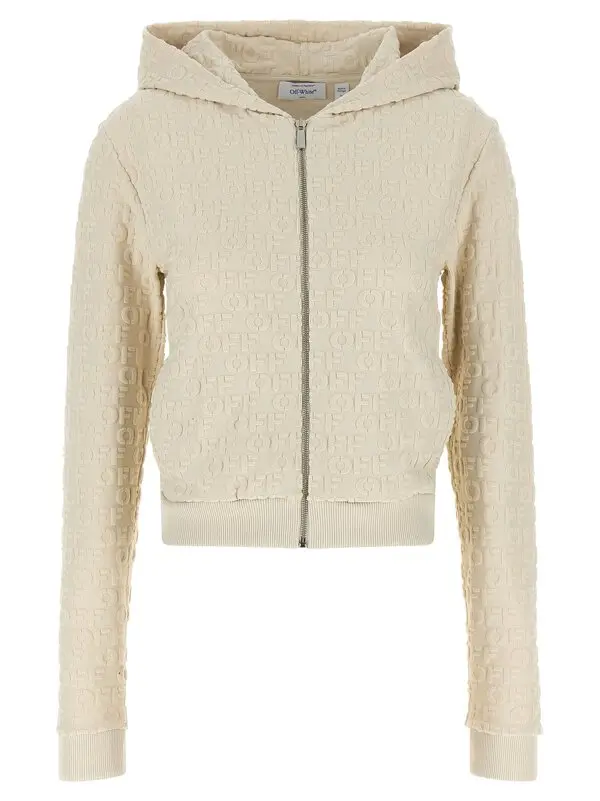 Off-White Terry Off Slim Zip-up Hoodie - Cream