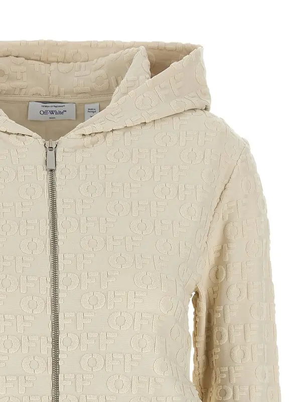 Off-White Terry Off Slim Zip-up Hoodie - Cream