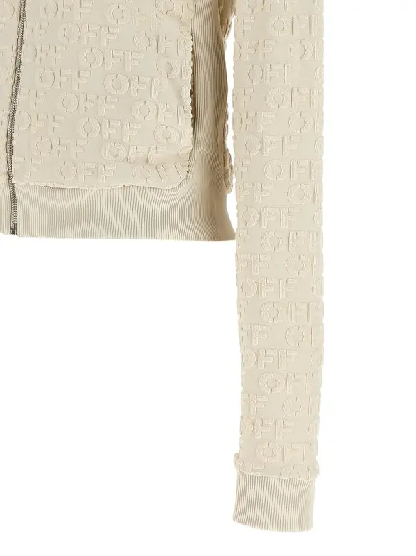 Off-White Terry Off Slim Zip-up Hoodie - Cream