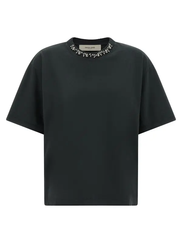 GOLDEN GOOSE Crystal Embellished Crew Neck T-shirt - Black
