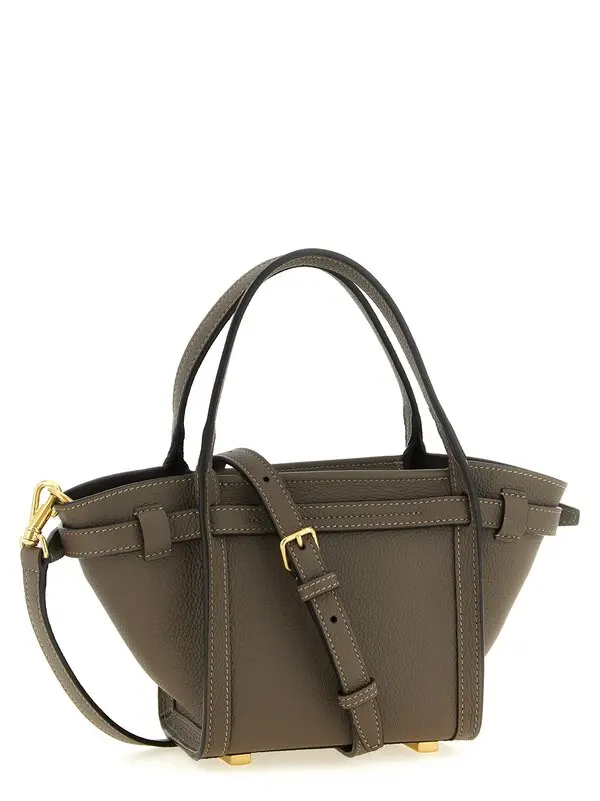 TOD'S Tim' Mini Shopping Bag In Hammered Calf Leather - Gray