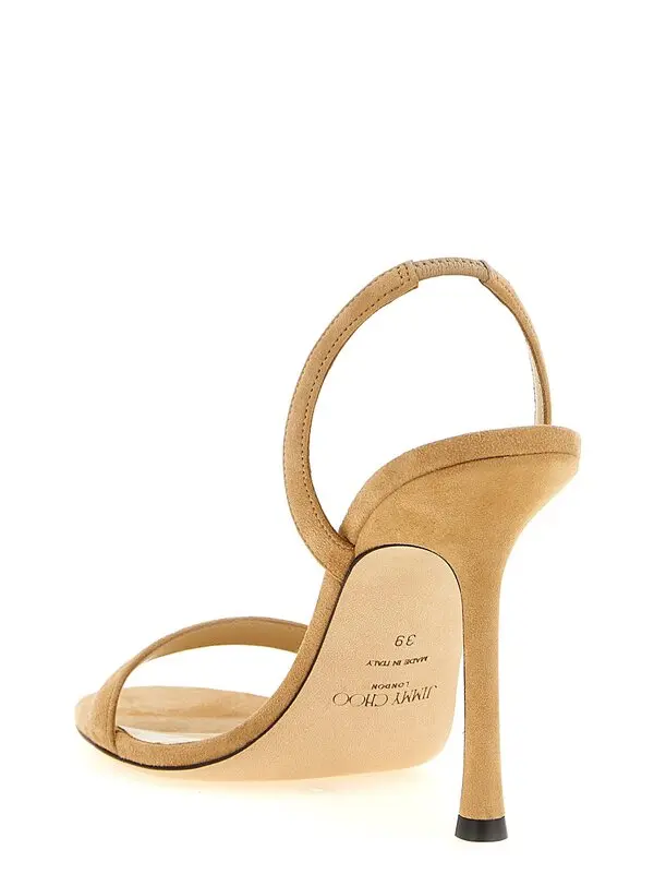 JIMMY CHOO Suede Slingback Stiletto Sandals - Cream