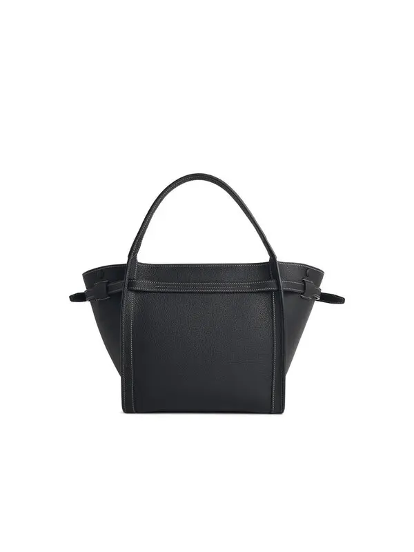 TOD'S Small Leather Shopping Bag With T Timeless Accessory - Black