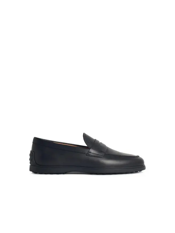 TOD'S Leather Loafers With Embossed Logo - Black