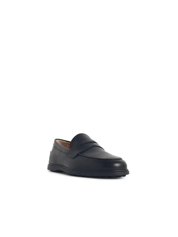 TOD'S Leather Loafers With Embossed Logo - Black