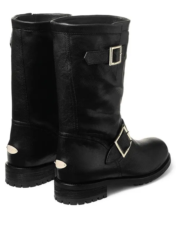 JIMMY CHOO Biker Mid Calf Leather Boots
