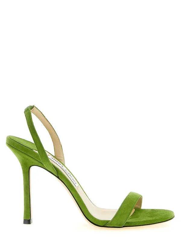 JIMMY CHOO Jenn Suede Slingback Stiletto Sandals - Green