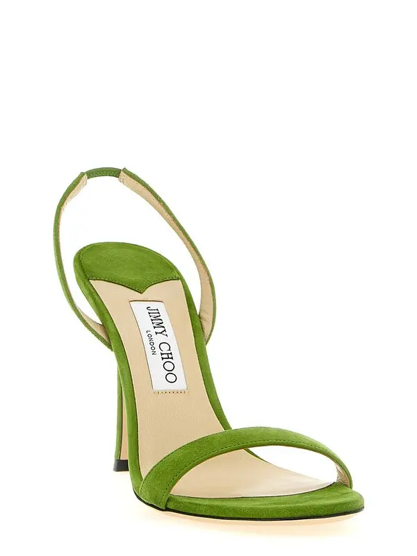 JIMMY CHOO Jenn Suede Slingback Stiletto Sandals - Green